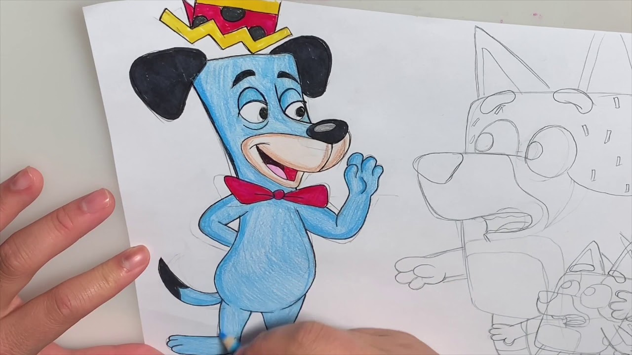 Drawing Huckleberry Hound meet Bluey and Bandit 🐶🐶🐾🥏💙 - YouTube