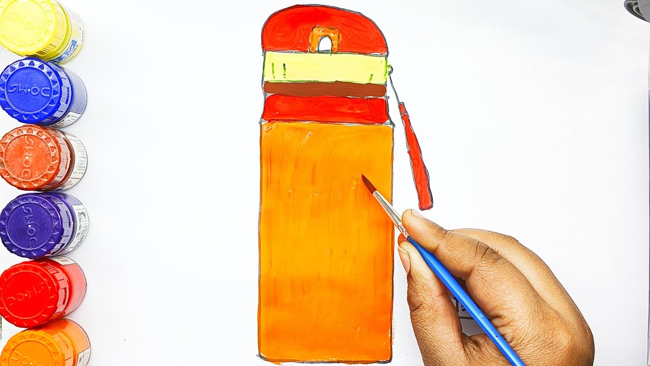 How to draw a bottle/thermos drawing//and colour painting Chitra ...