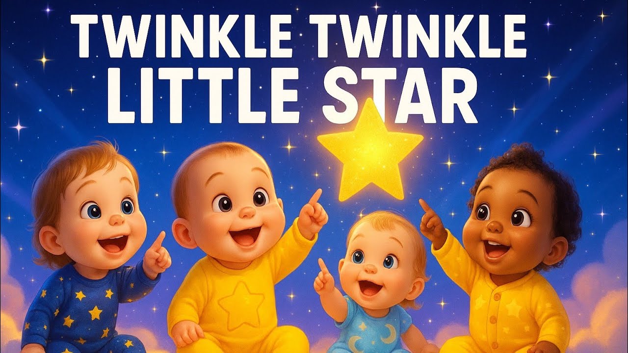 Twinkle Twinkle Little Star ⭐💛 | Cute Babies Night Sky Song 😺 | Baby ...