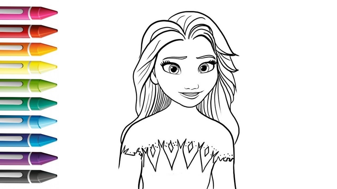 Beautiful Elsa Frozen Drawing For Kids, Painting & Coloring For Kids ...