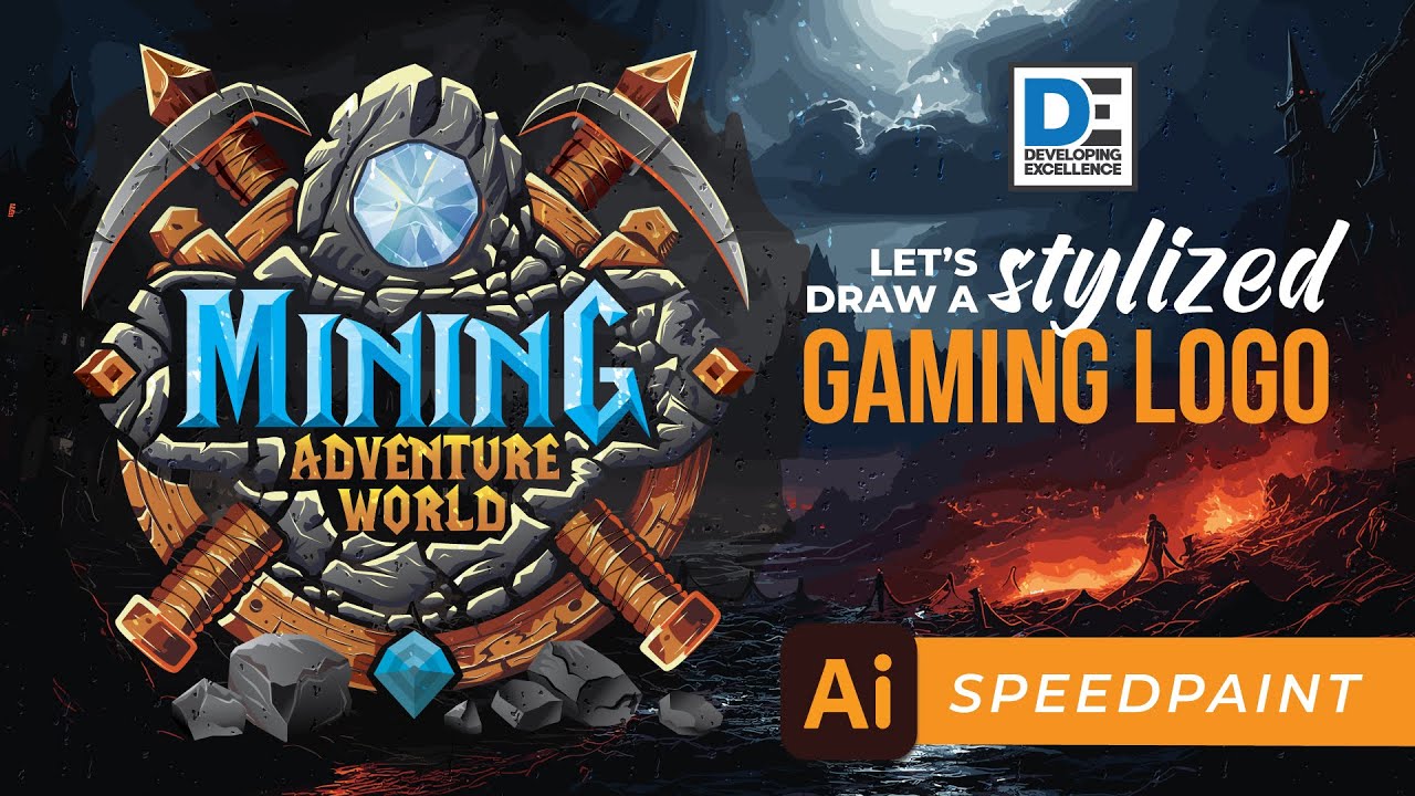 Speedpaint drawing of a stylized Gaming Logo in Adobe Illustrator - YouTube