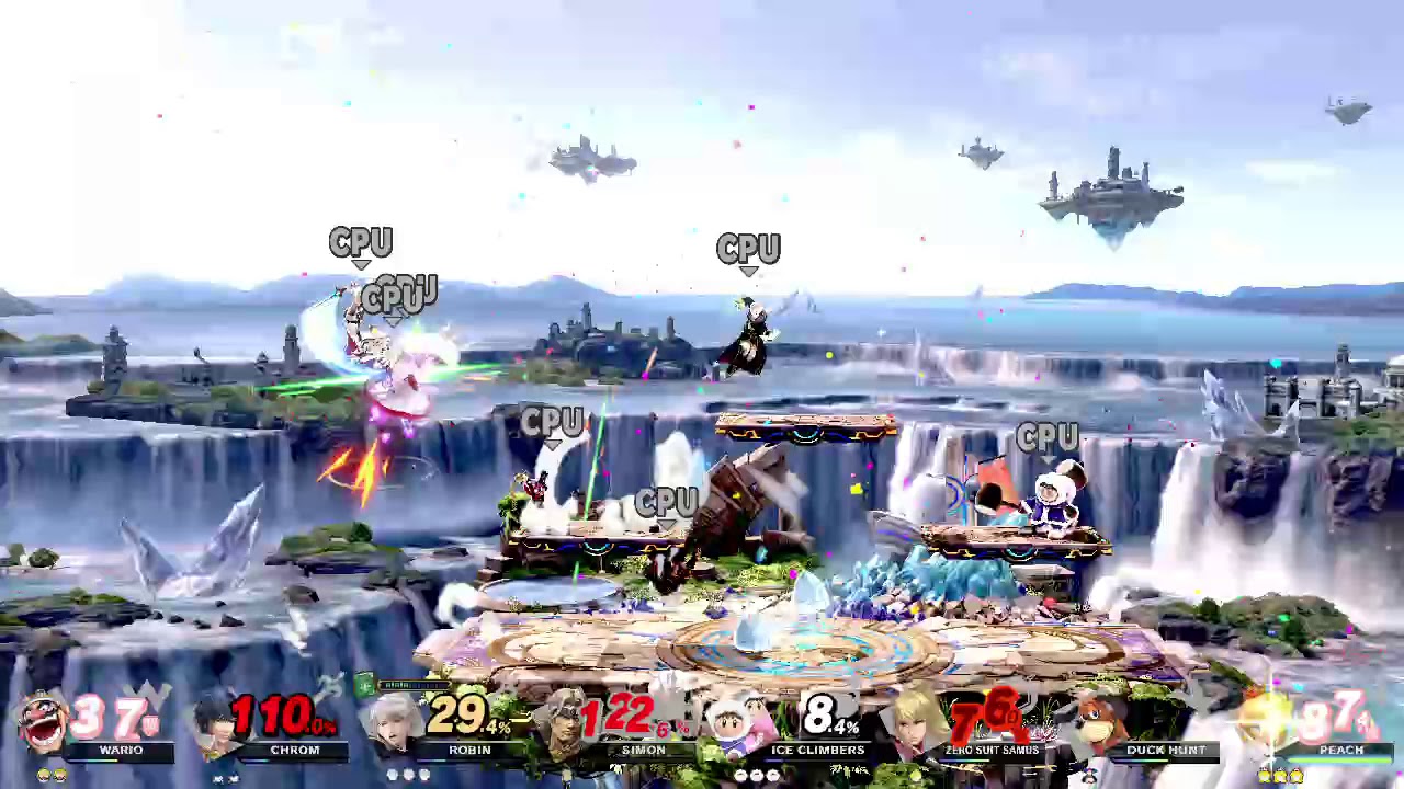 Super Smash Bros Ultimate 8 Player CPU Battle on Battlefield ...