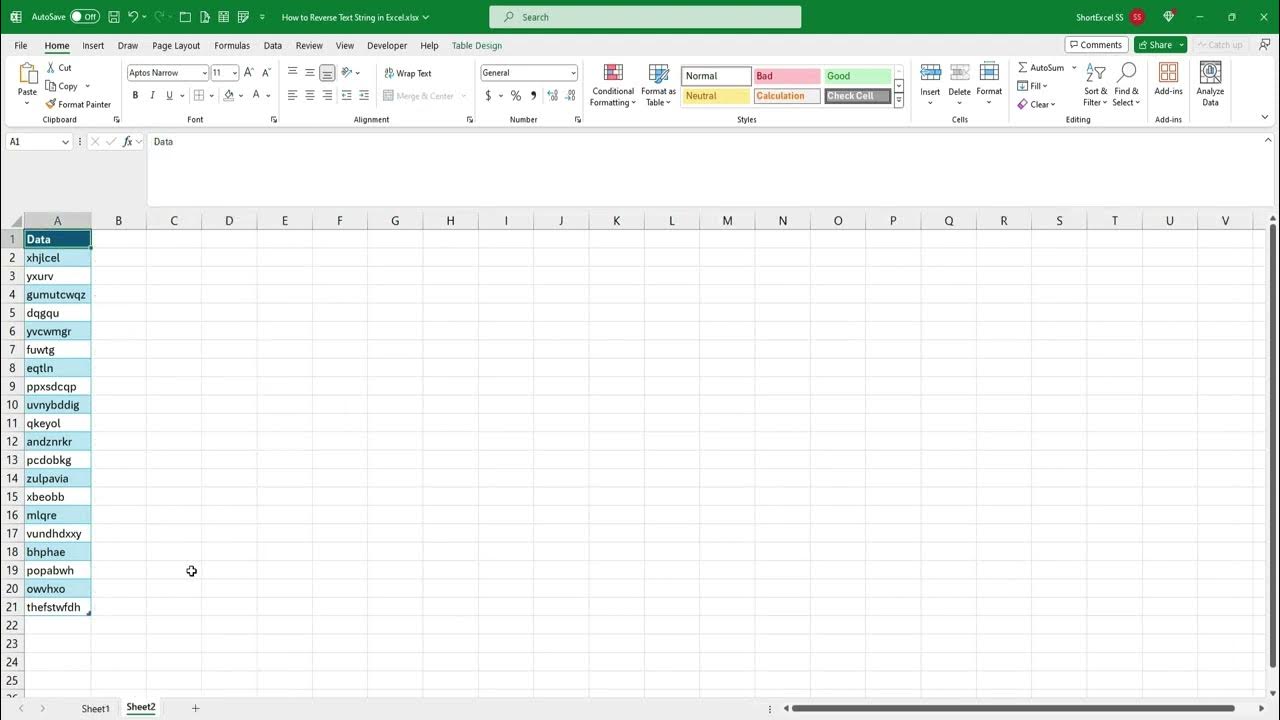 How to Reverse Text String in Excel - YouTube