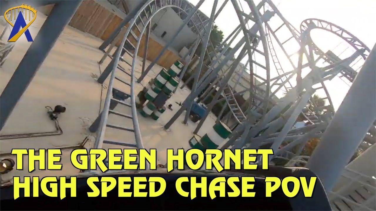 The Green Hornet: High Speed Chase Roller Coaster POV at Motiongate ...