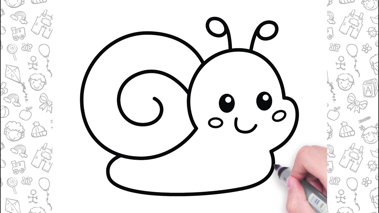 Cute Snail Drawing Easy Step By Step | How to Draw Snail For Kids - YouTube