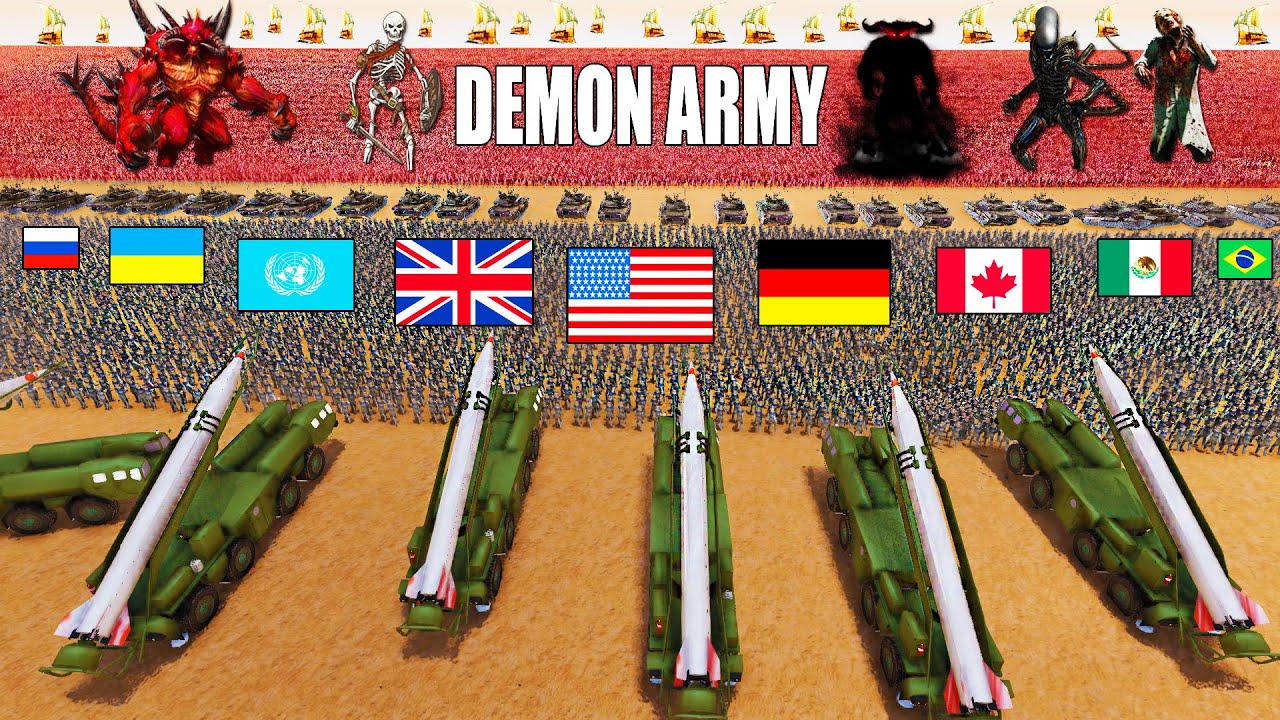 Every EARTH Army Holds Beach vs 8,000,000 DEMON ARMY?! - UEBS 2 - YouTube