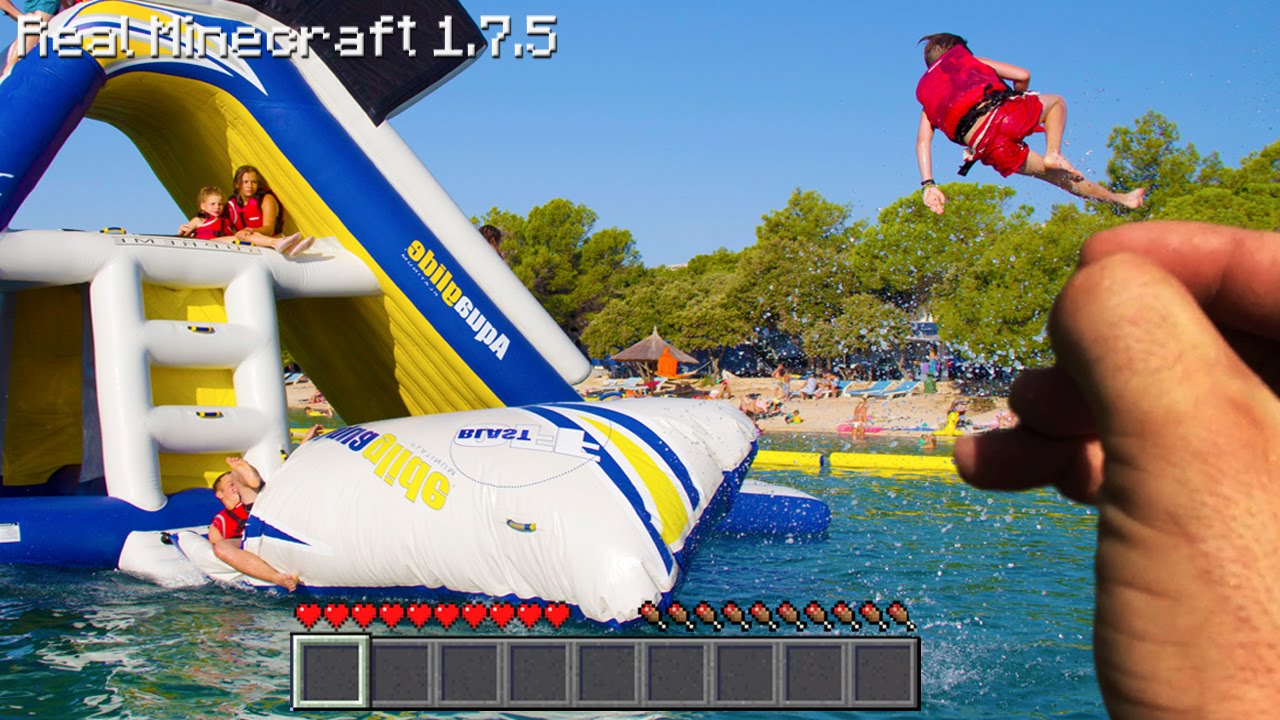 Real Life Minecraft - WATER PARK INFLATABLE RIDES - YouTube