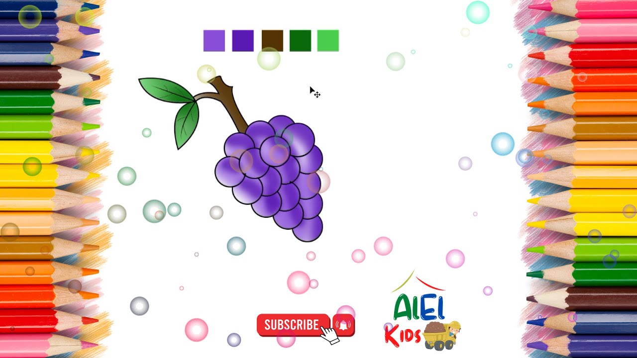 Cara mudah menggambar dan mewarnai anggur || How to easy draw and ...