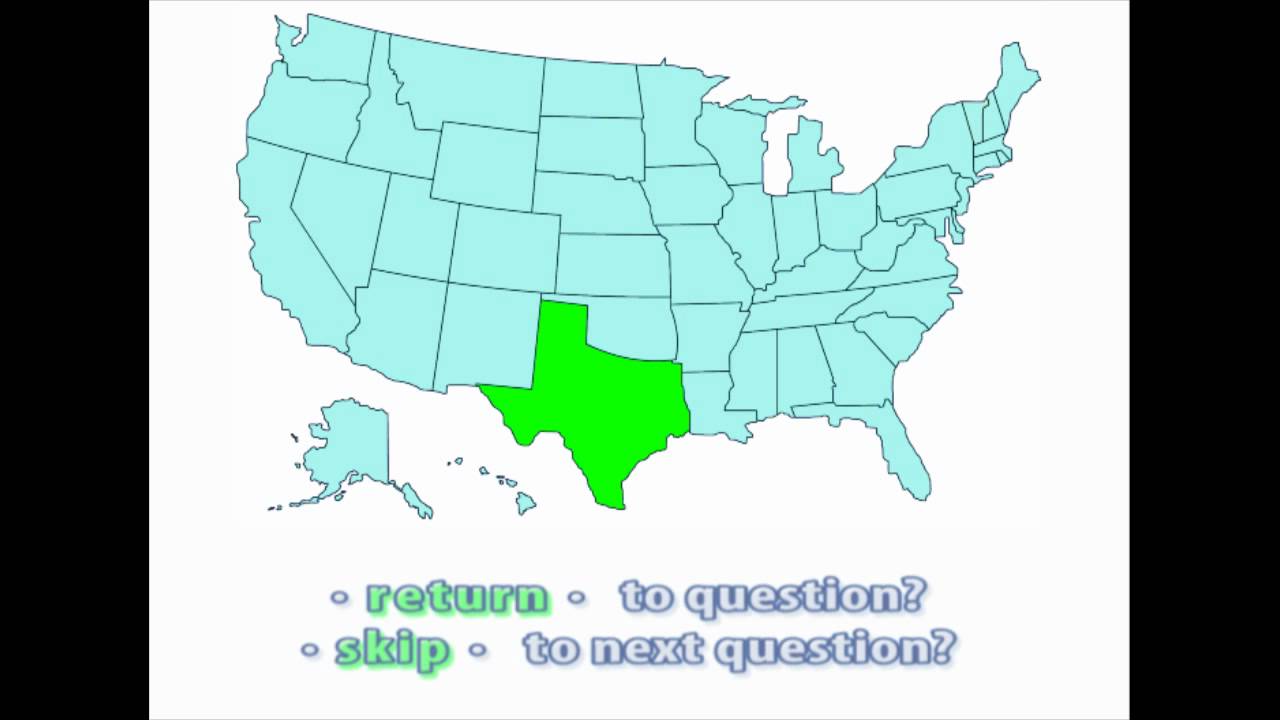 Interactive United States Map Quiz - Location of Texas - YouTube