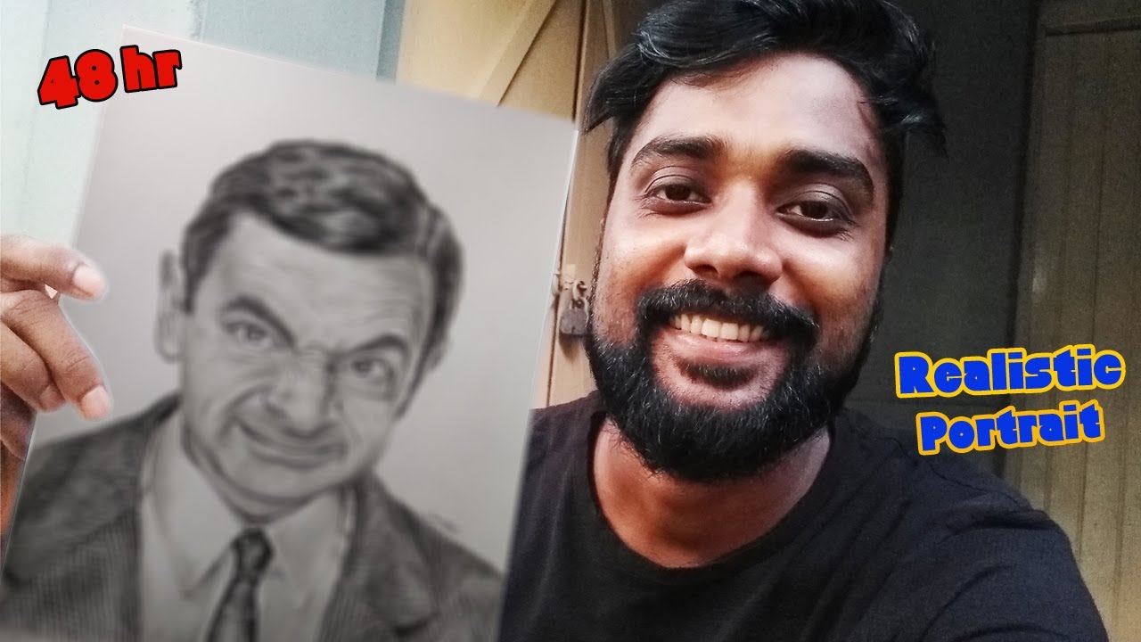 How to Draw Mr Bean face😍 (Realistic Portrait Tutorial) - YouTube