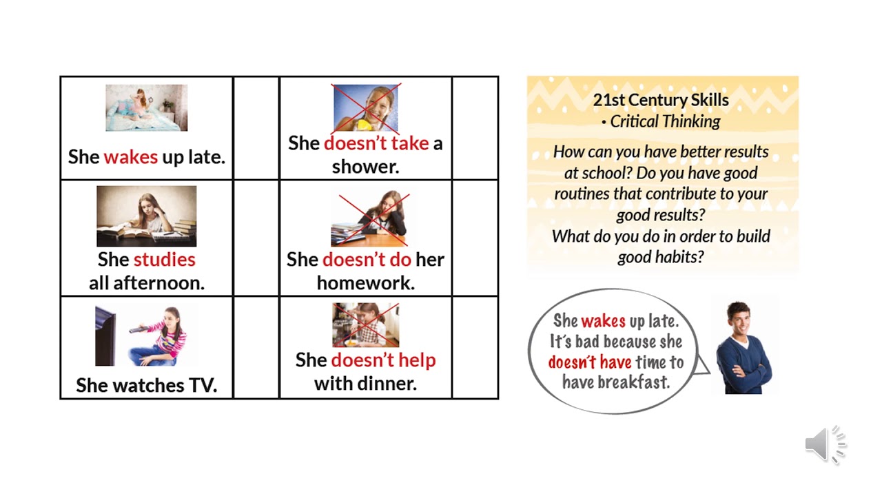 Daily routine (third person) - YouTube