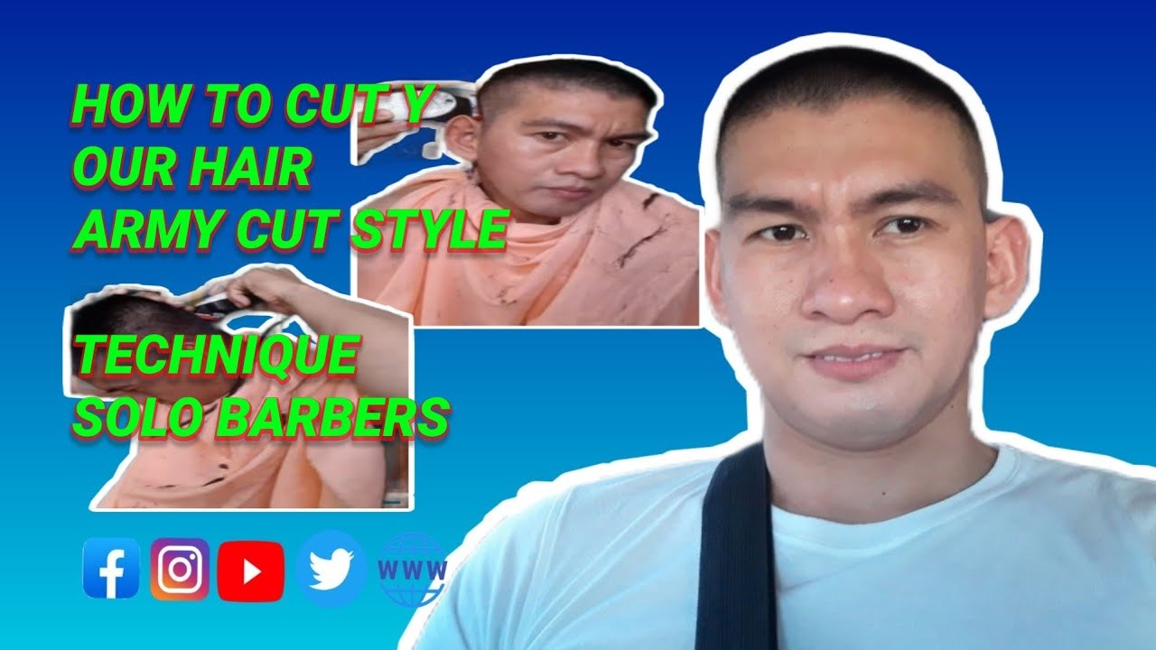 HOW TO CUT YOUR HAIR ARMY CUT STYLE TECHNIQUE SOLO BARBERS - YouTube