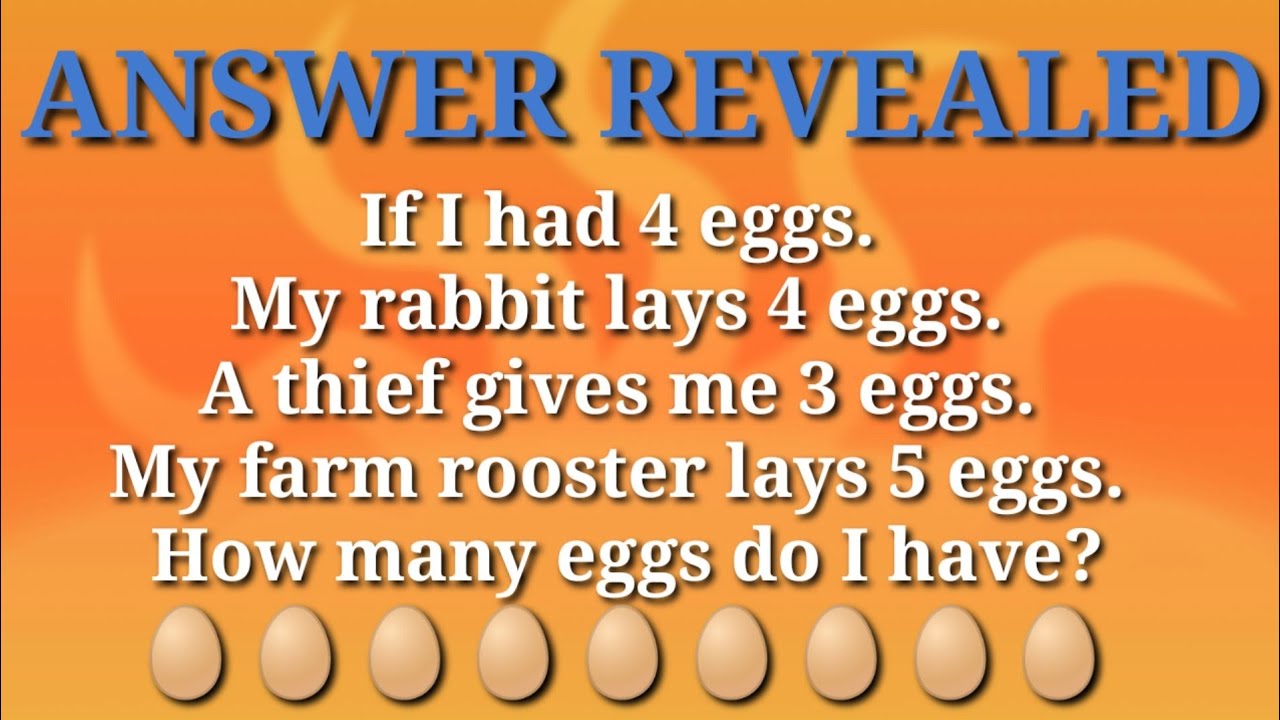 If I had 4 eggs Rabbit lays 4 eggs A thief gives me 3 eggs My farm ...