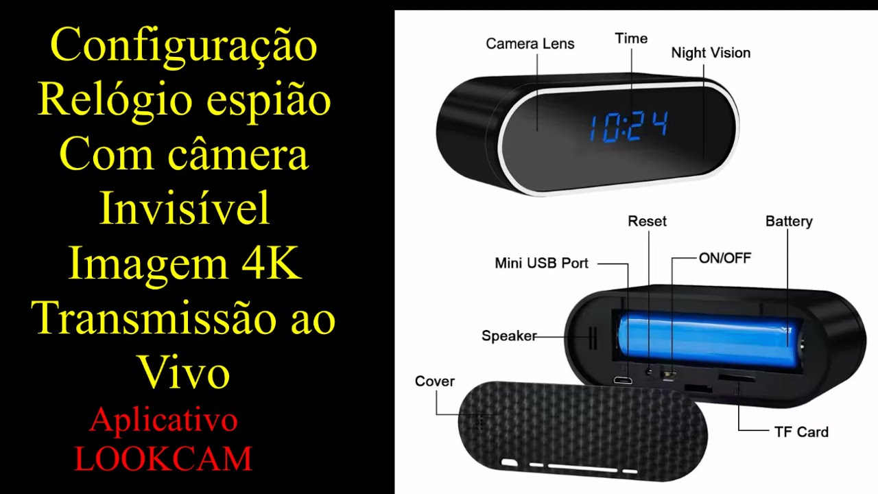 Configuração câmera relógio digital ip Wi-Fi LOOKCAM - YouTube