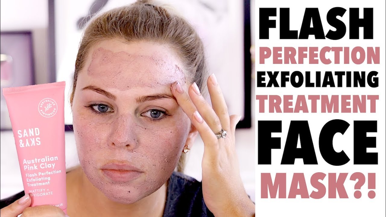 NEW PINK CLAY FLASH EXFOLIATING TREATMENT MASK?! SAND & SKY - YouTube
