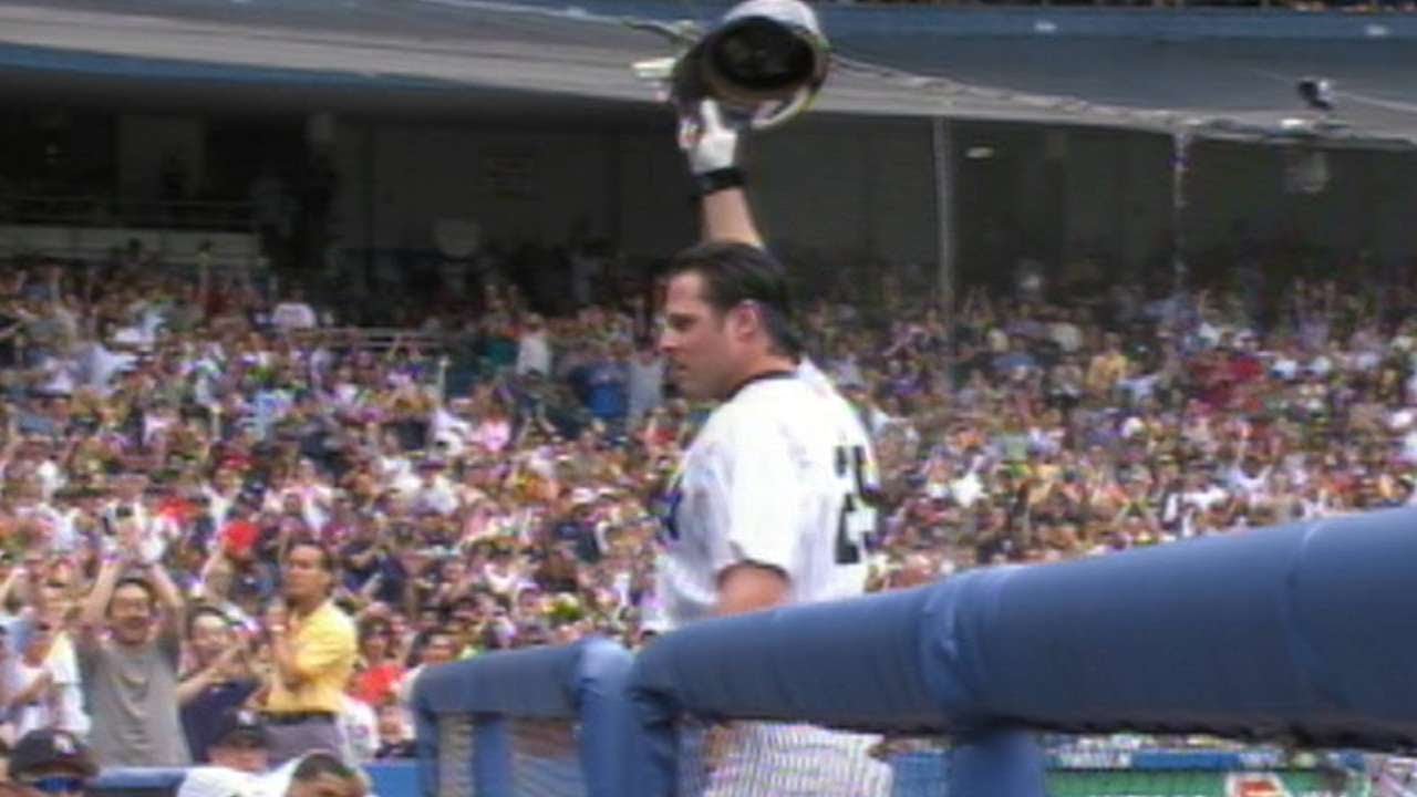 Jason Giambi hits two homers, drives in seven runs - YouTube