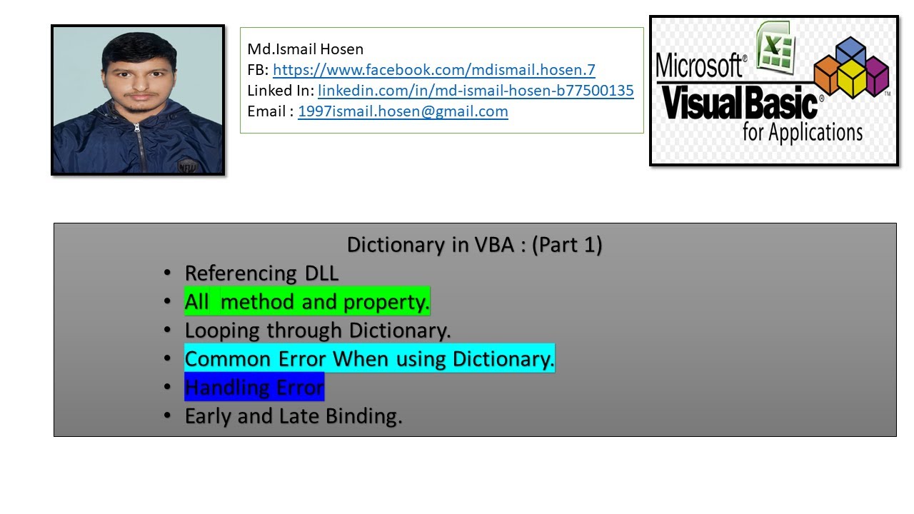 Dictionary in VBA Part 1 : Introduction - YouTube