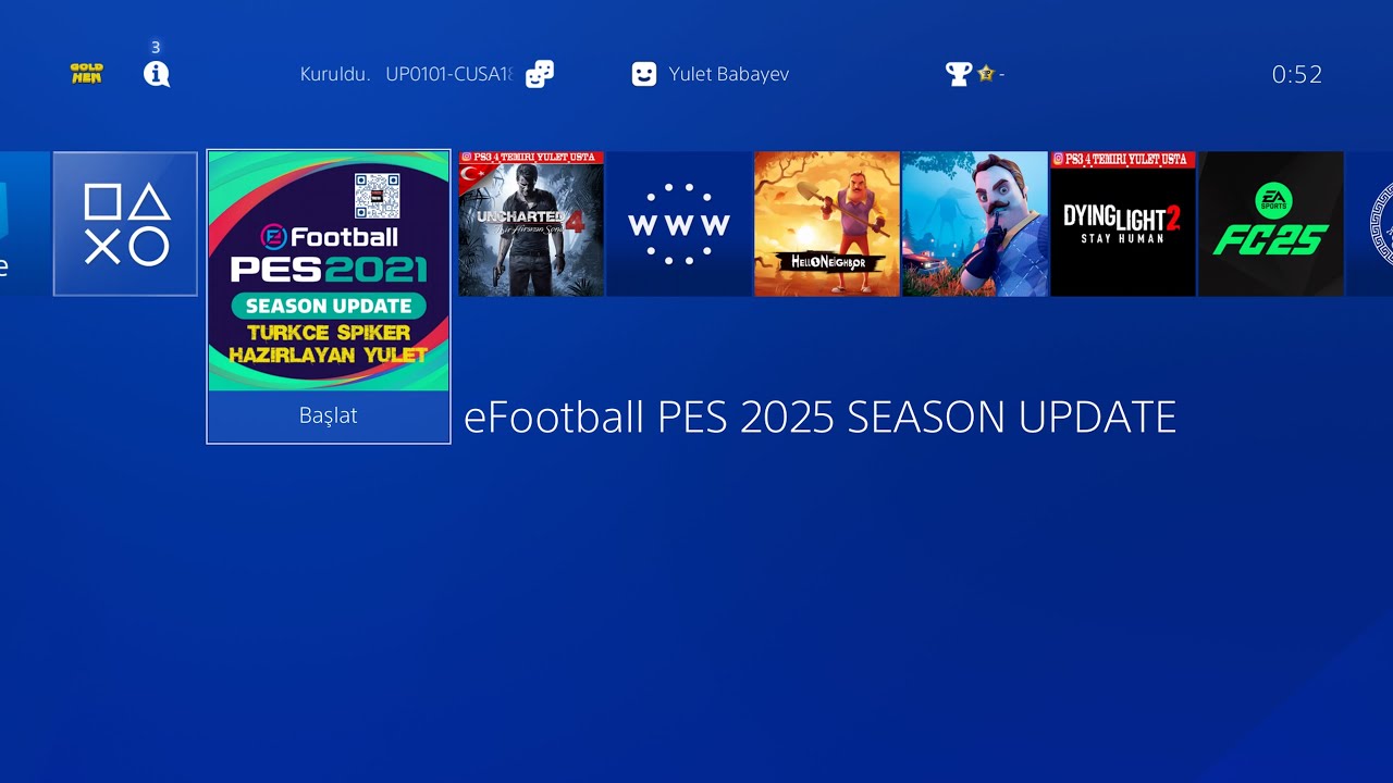 PS4 HEN eFootball PES 2025 Türkçe SPIKER v4 - YouTube