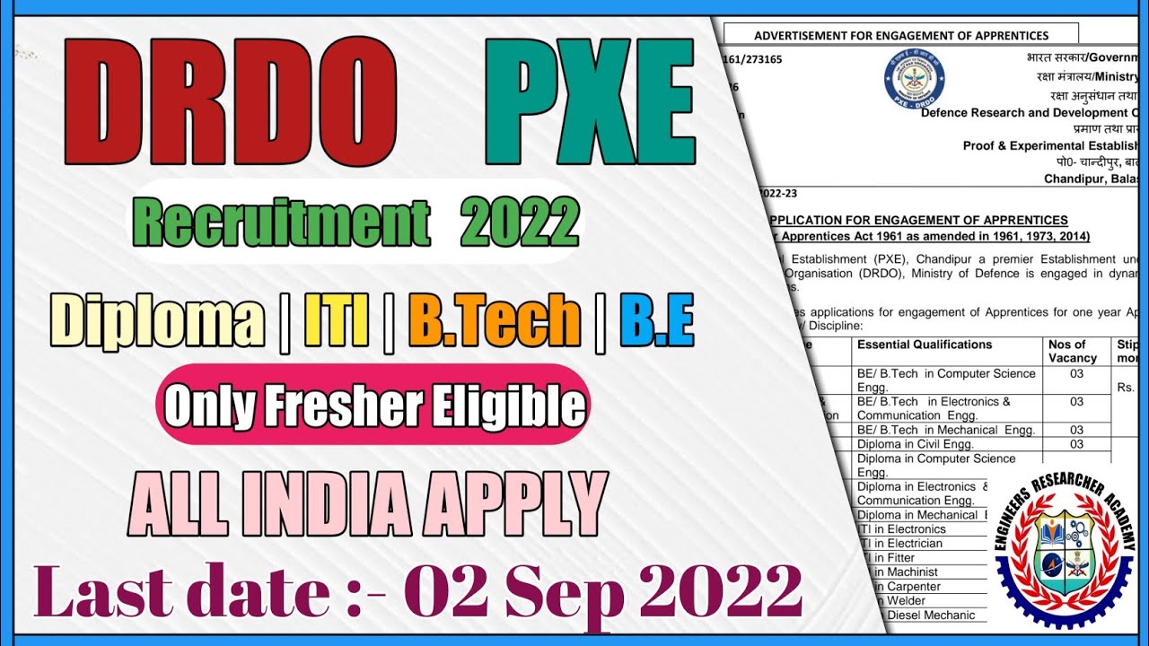 DRDO PXE Apprentice Recruitment 2022 || DRDO Apprentice Form 2022 ...