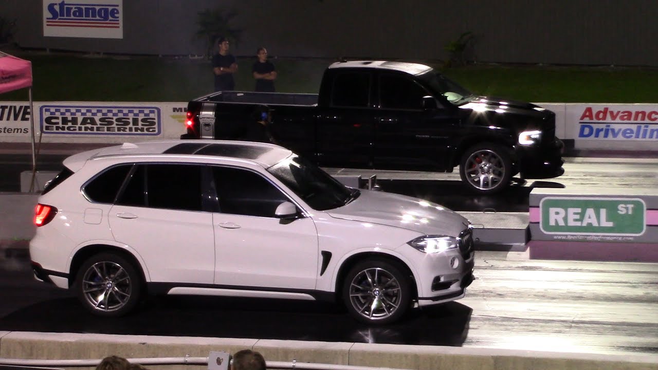 BMW X5 vs Dodge Ram SRT10 1/4 Mile - YouTube