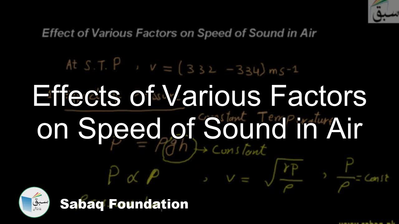 Effects of Various Factors on Speed of Sound in Air, Physics Lecture ...
