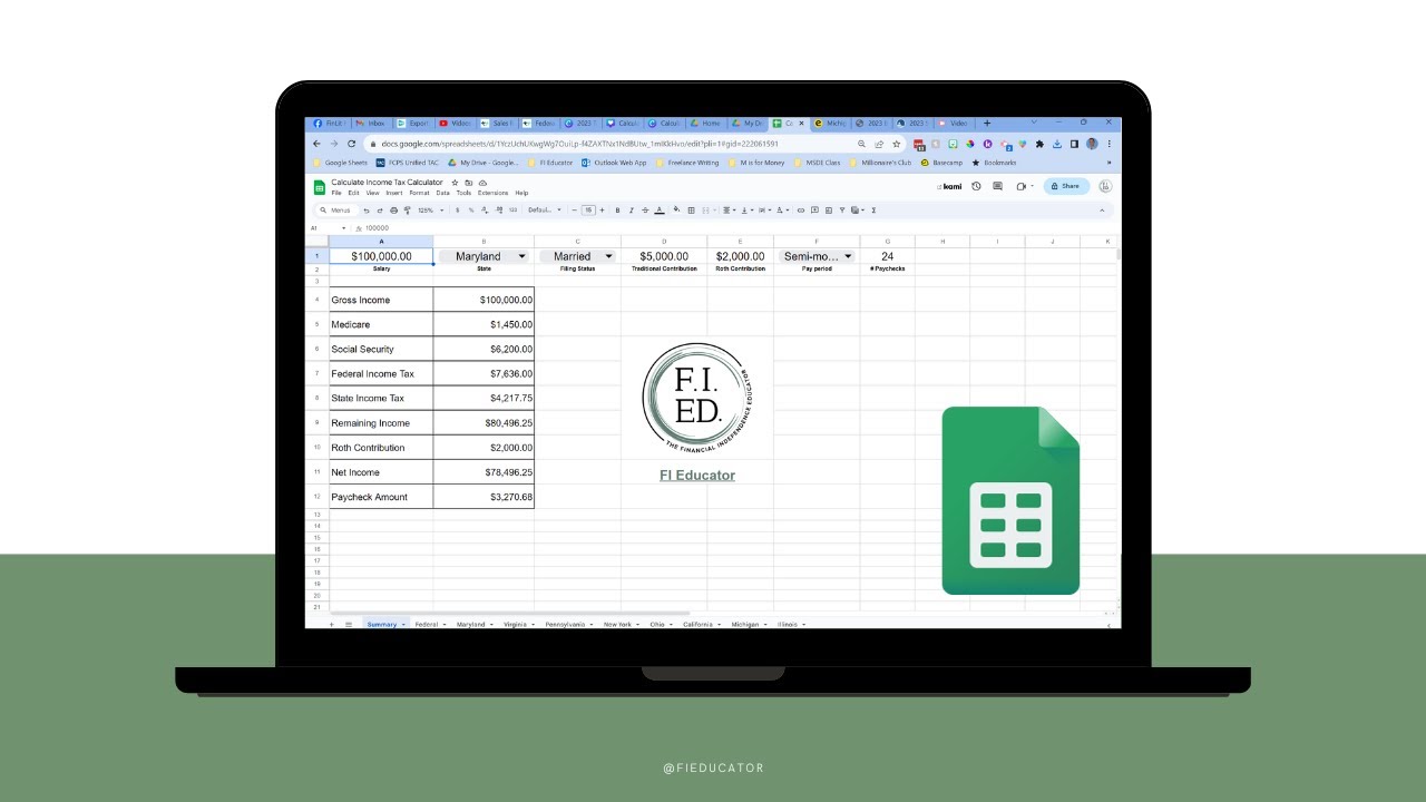 Calculate Income Tax Calculator on Google Sheets - YouTube