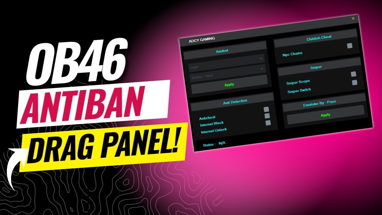 FREE FIRE OB46 PC PANEL | TASK BAR HIDE PANEL | DRAG AIMBOT PANEL | PC ...