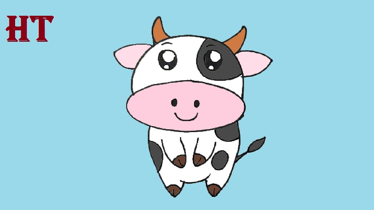 Cartoon Cow Drawing cute and easy || How to draw a Simple Cow - YouTube
