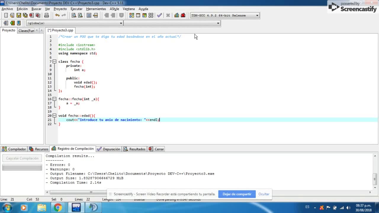 Ejercicio 4 Calcular edad en POO - YouTube
