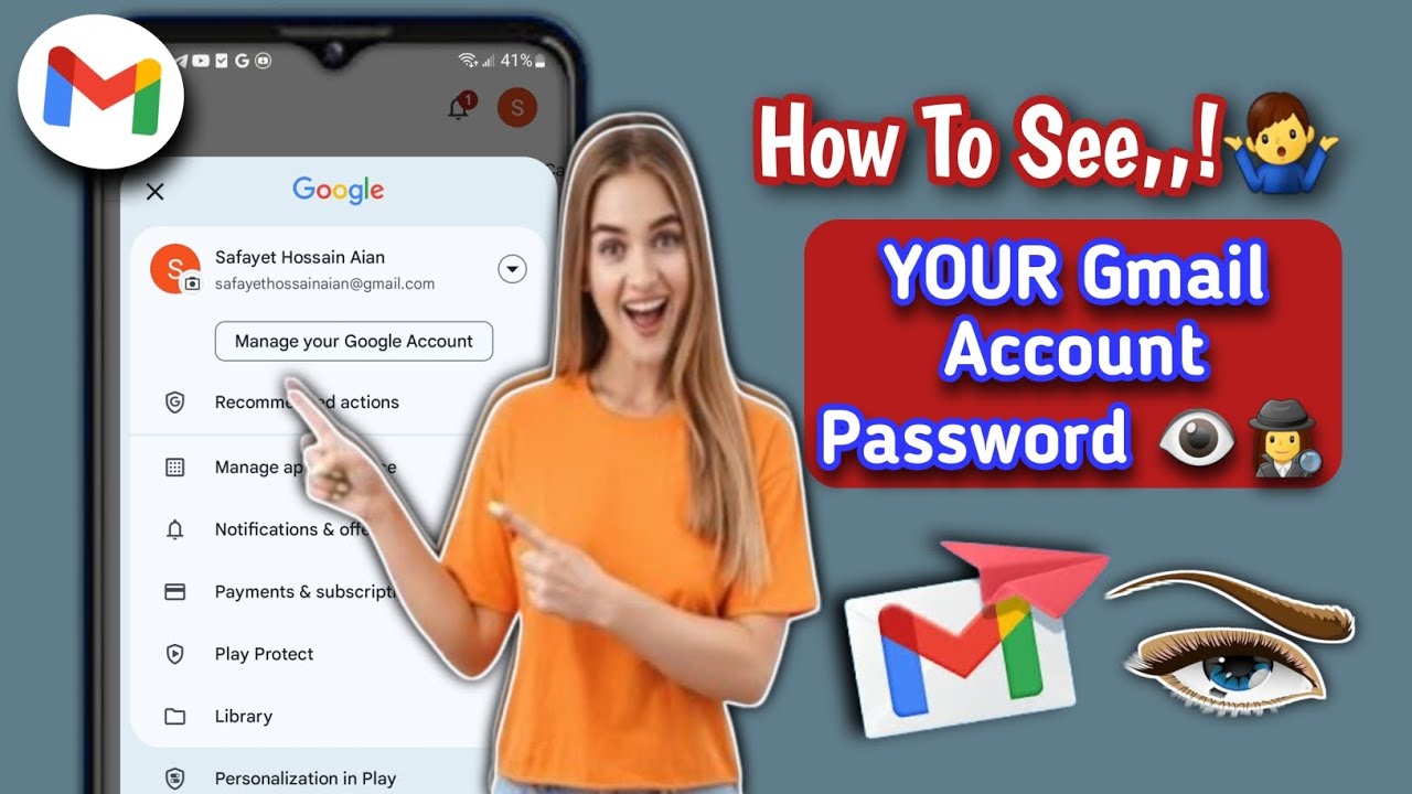 See gmail password in gmail account | How to see Gmail id Password from ...