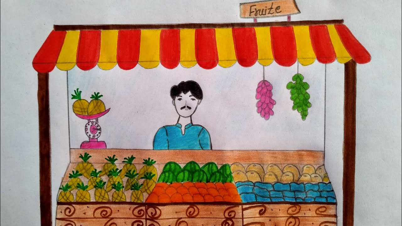 How to draw Fruit Seller step by step arts video - YouTube