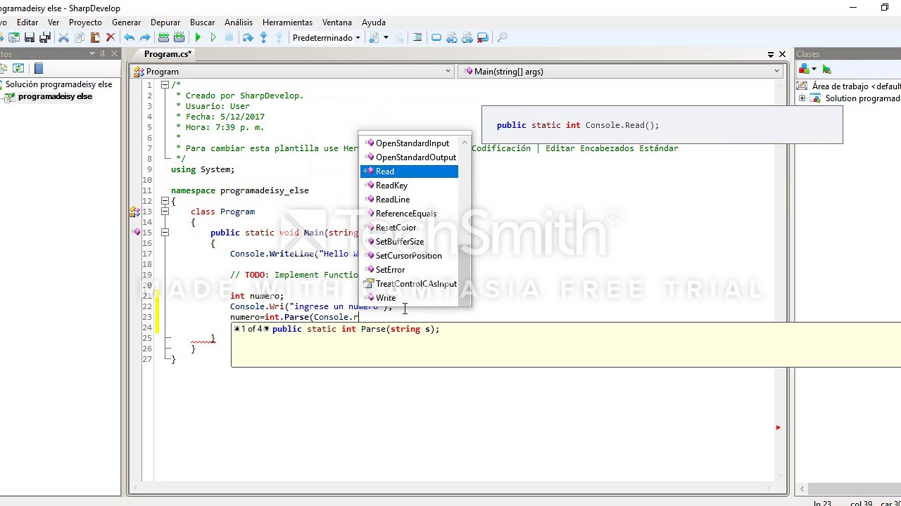 Ejemplo If y Else SharpDevelop - YouTube