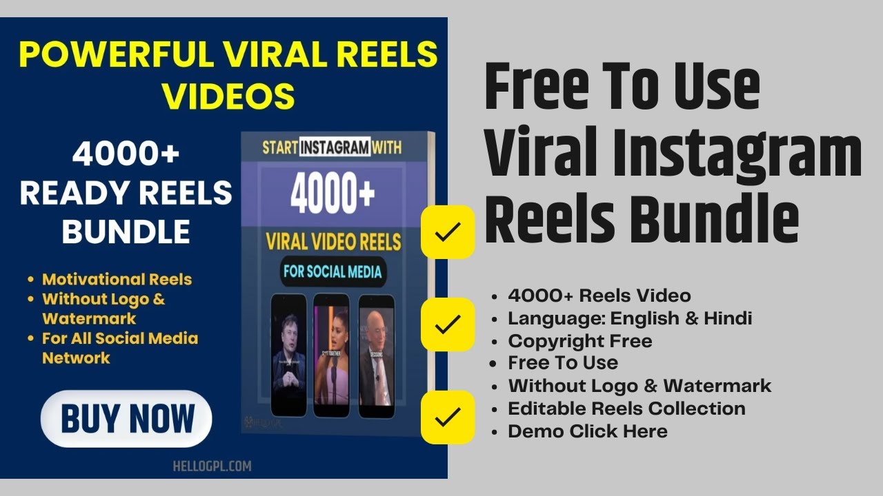 4000+ Free To Use Viral Instagram Reels Bundle | HelloGPL - YouTube