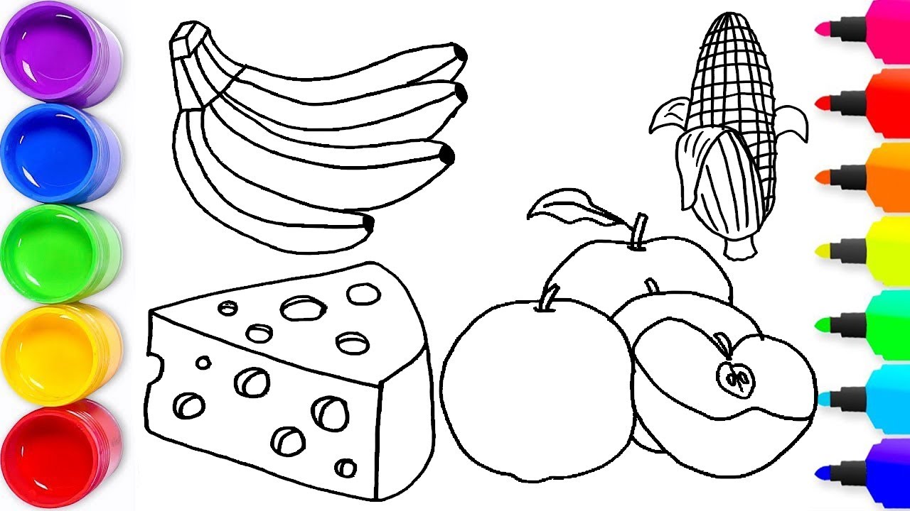 Easy drawing and coloring fruits for kindergarten - YouTube