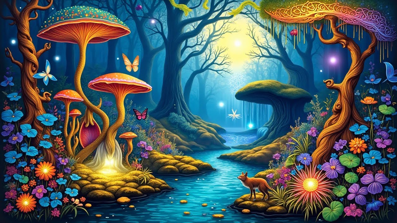Colorful Mushrooms Forest 4K, AI Generated Psychedelic Trippy Animation - YouTube