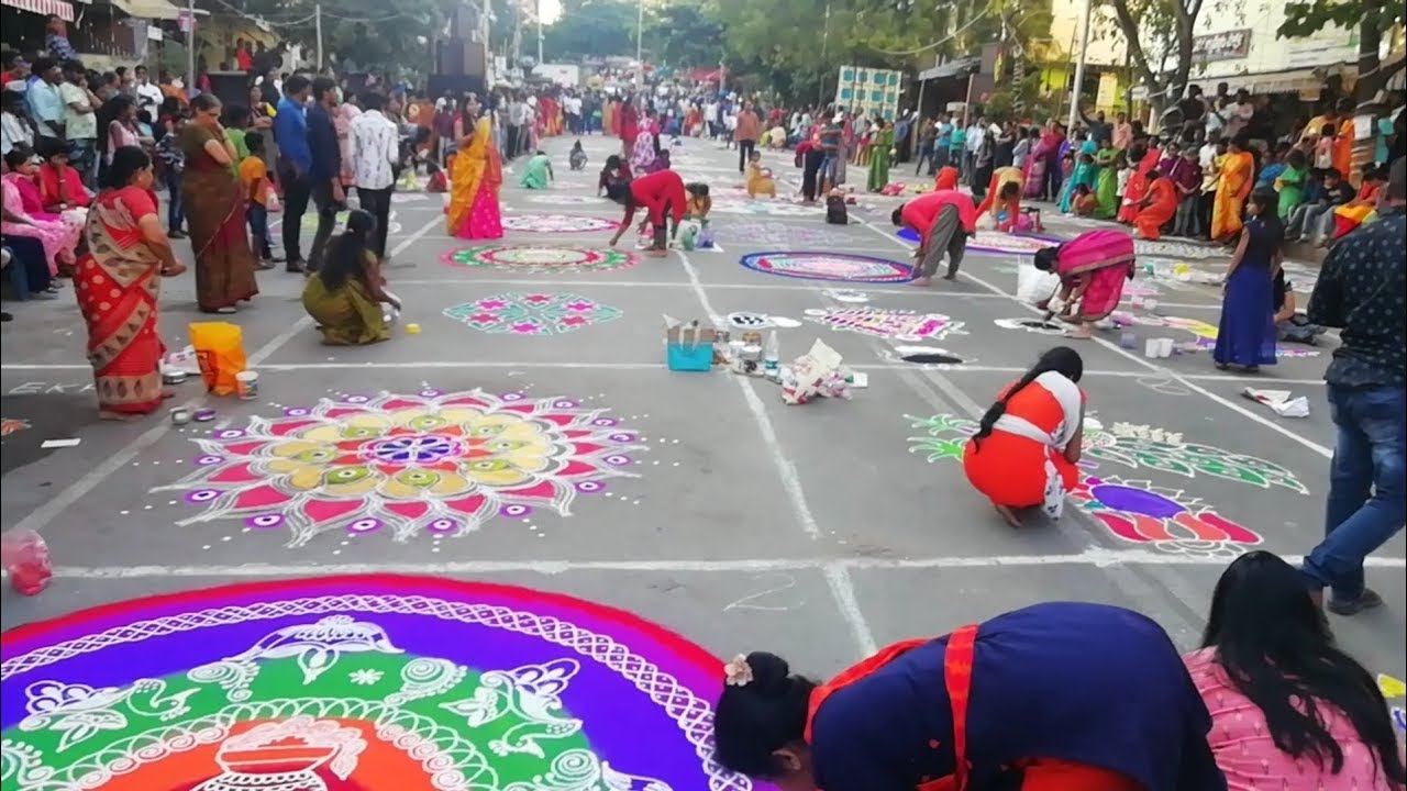 Sankranthi Muggula potilu | Pongal Rangoli | Rangoli Designs II Muggula ...