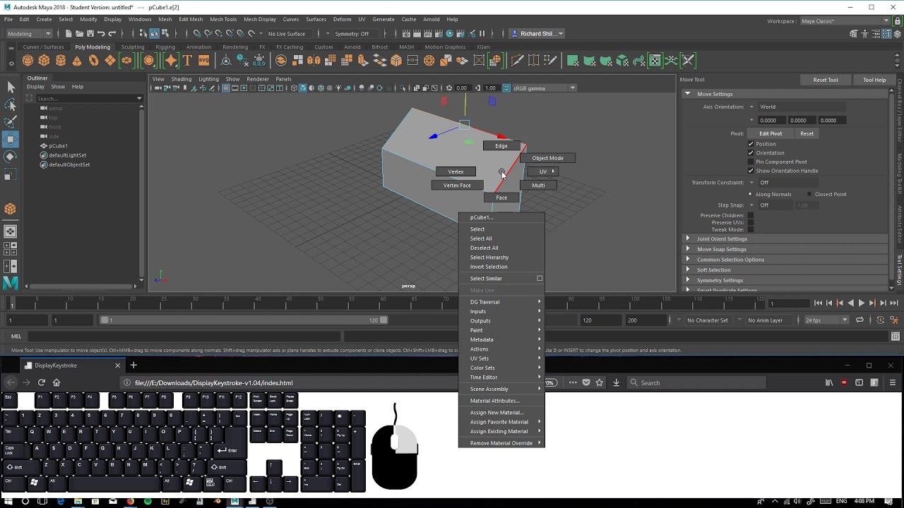 Autodesk Maya 2018 07 Faces, Edges, Vertices - YouTube