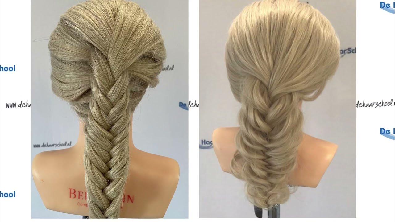 Valse visgraat op vlecht, false fishtail dutch braid - YouTube