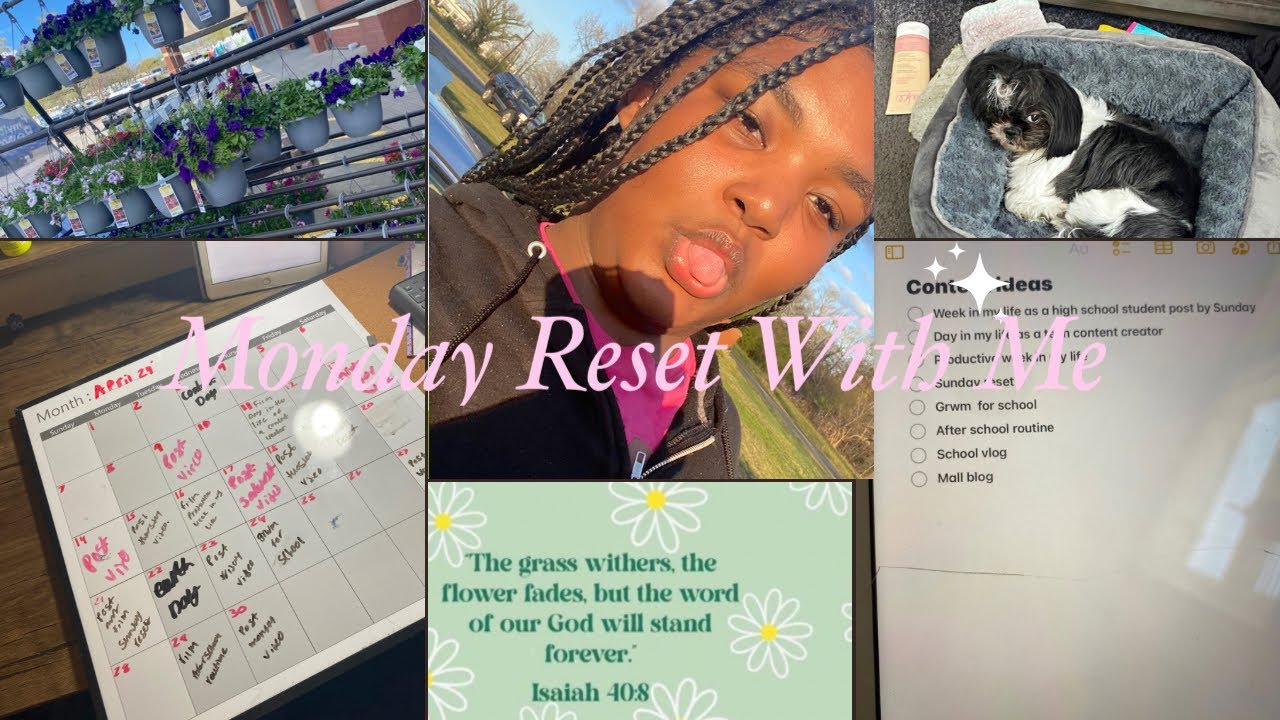 Monday Reset With Me |cleaning|school work| planning content |etc ...