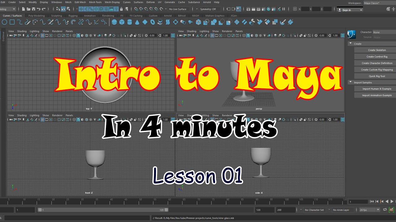 Intro to Maya : Maya Basic Skills in 4 minutes - lesson 01 - YouTube