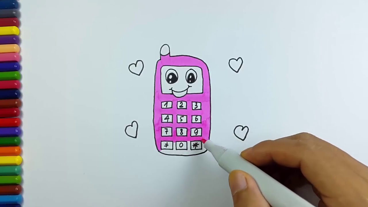 Cara Menggambar & Mewarnai Handphone - YouTube