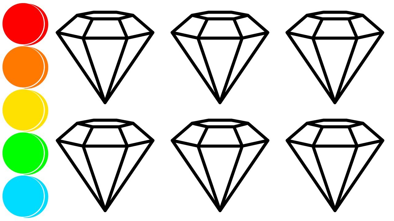 How to Draw Diamond for kids with Glitter - YouTube