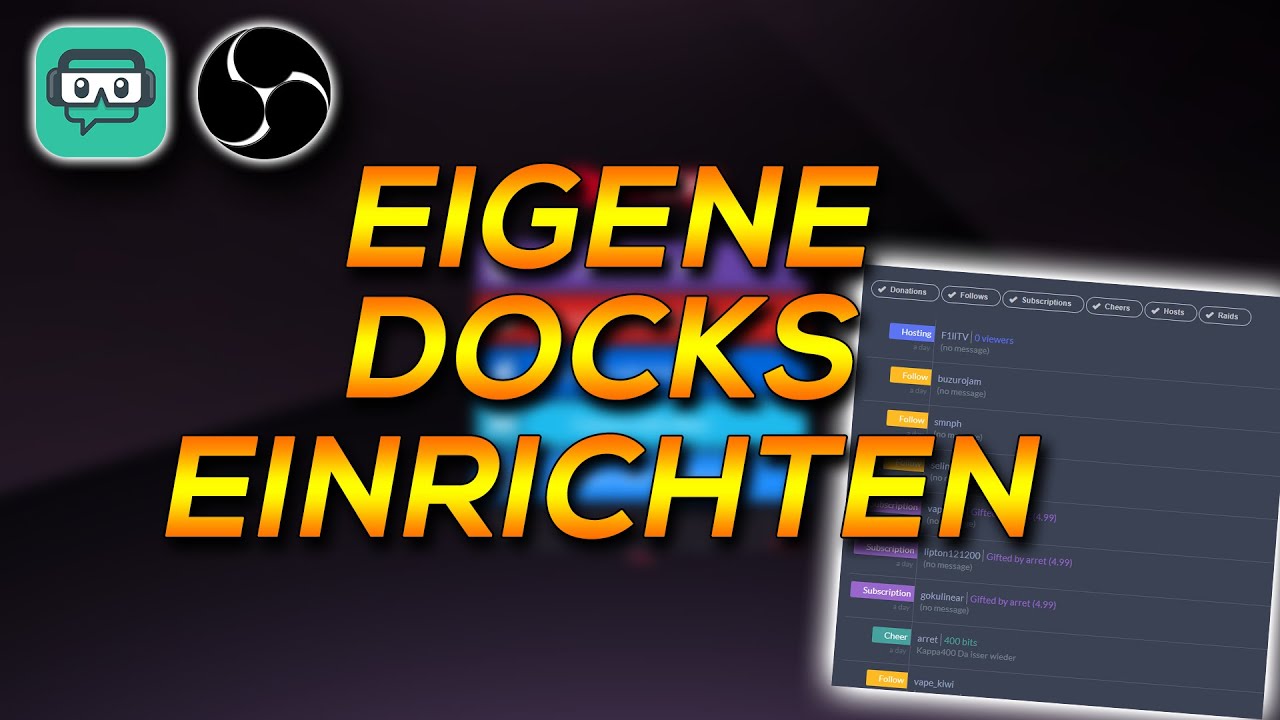 Benutzerspezifische Docks hinzufügen | OBS & SLOBS - YouTube