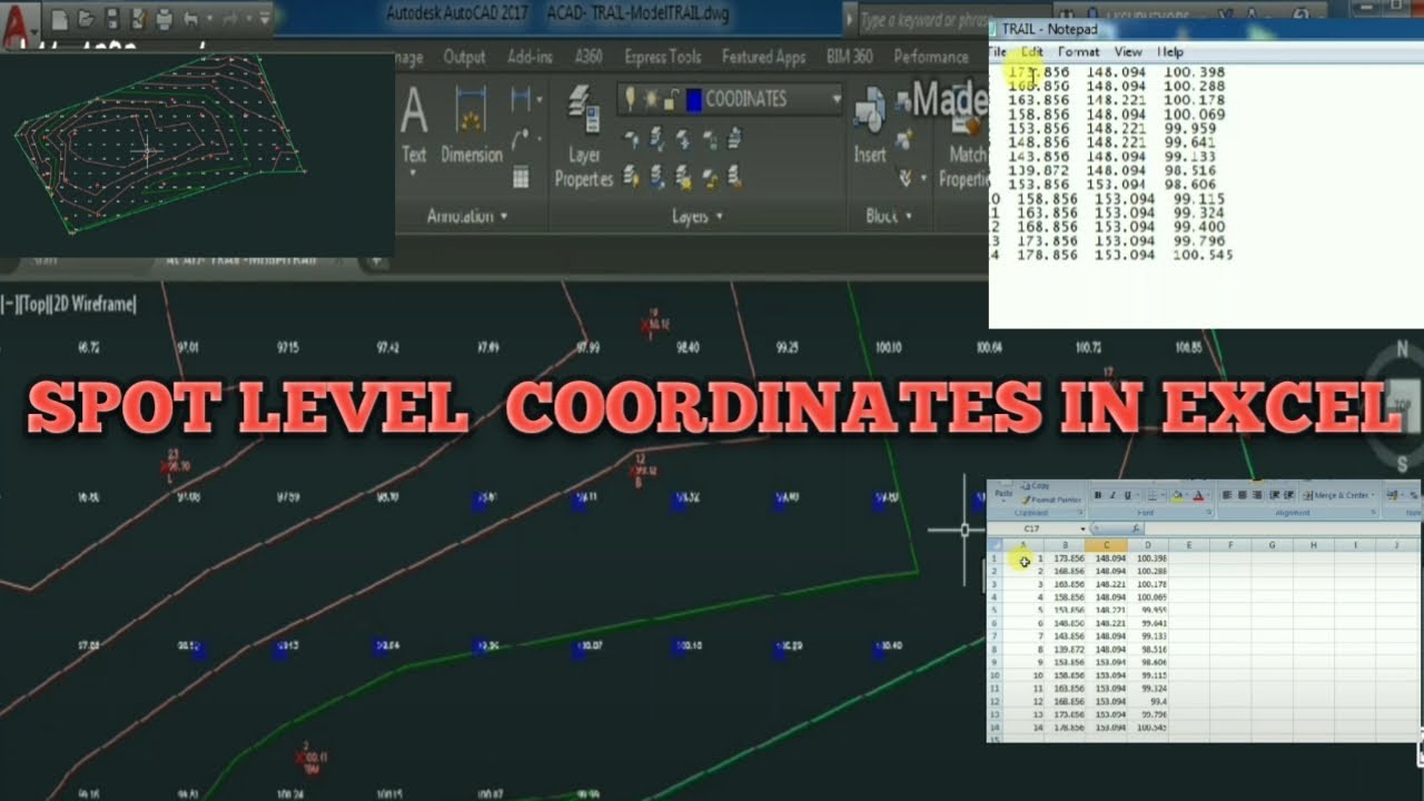 HOW TO EXPORT SPOT LEVEL COORIDINATES IN EXCEL/ HOW TO CONVERT SPOT ...