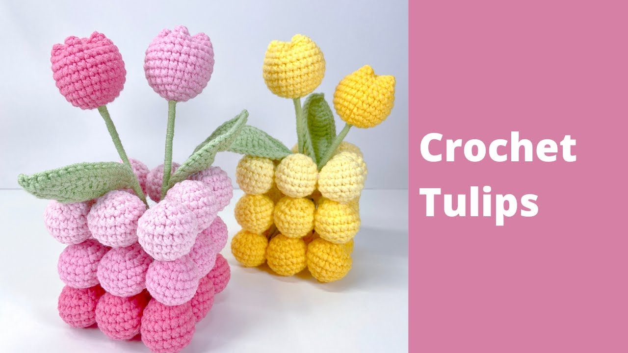How to Crochet Tulips Decoration | Crochet Tulips in a Pot | Easy ...