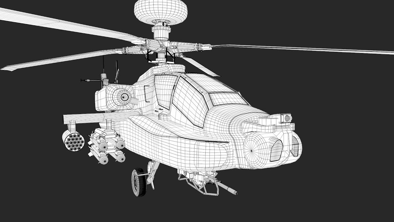 Apache Helicopter (Wireframe) - YouTube