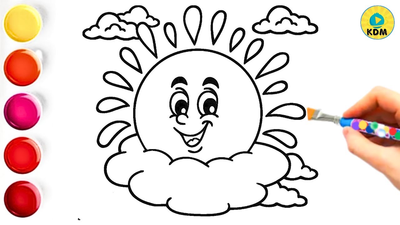 Cheerful Sun Easy Drawing| HOW TO DRAW| EASY DRAWING FOR KIDS| STEP BY ...