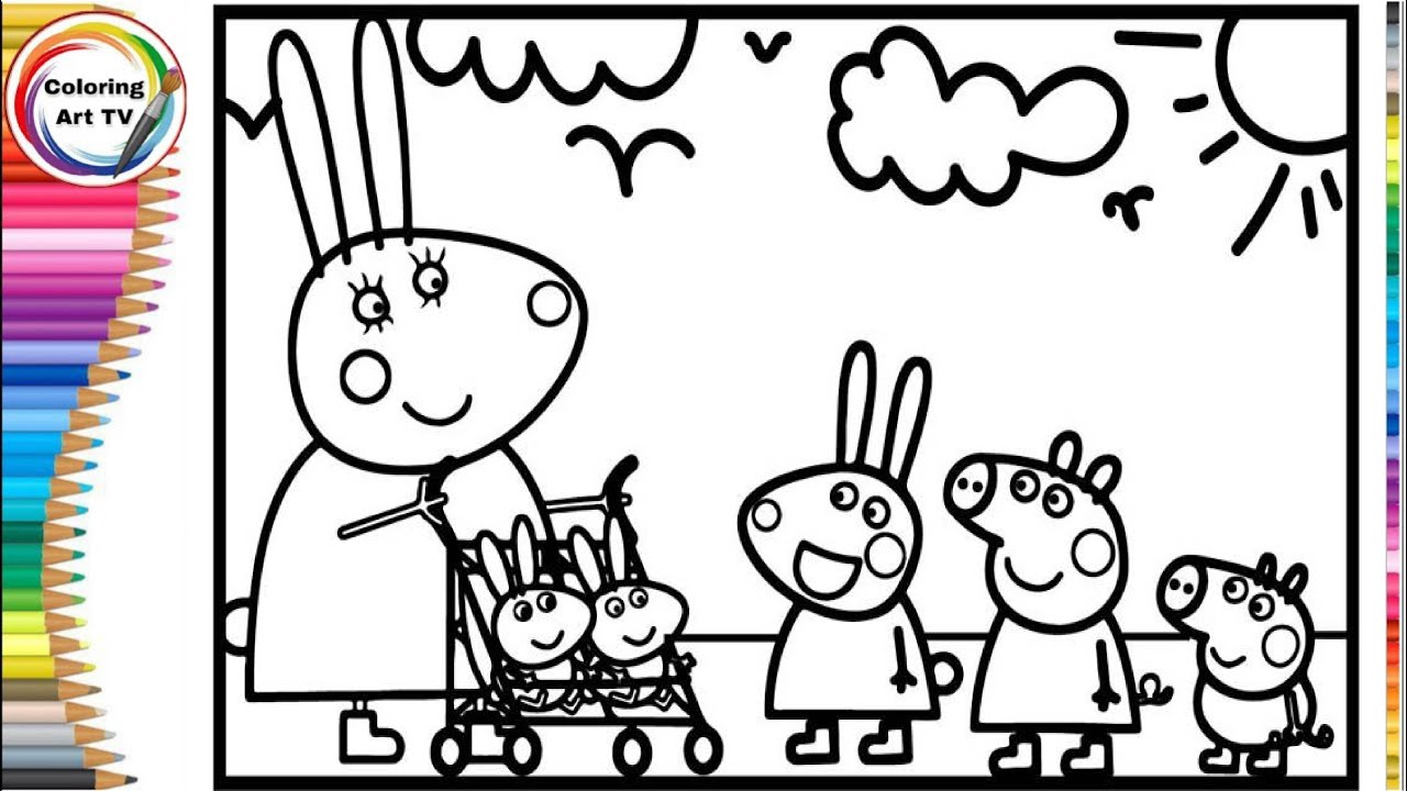 Peppa Pig and her brother visit the rabbit and her children _ How to ...