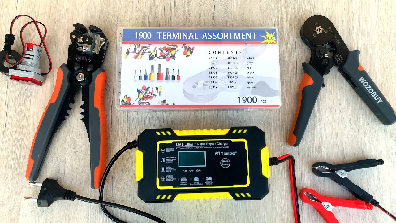 Unpacking with Aliexpress. Car charger 12V. Tool for crimping lugs of ...