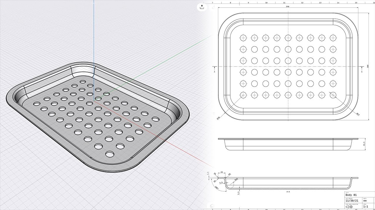 Metal Tray 2D drawing 200 - YouTube